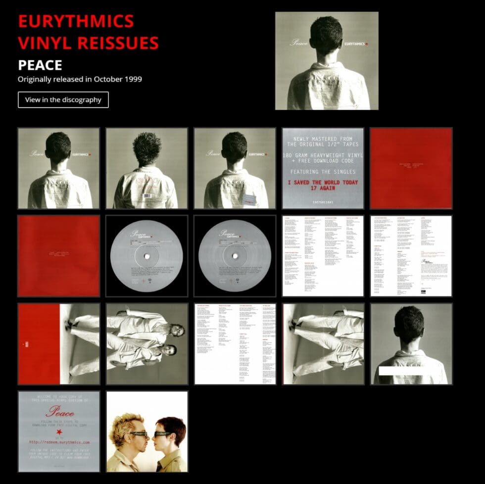 The Eurythmics album Peace has been remastered and issued on vinyl for ...