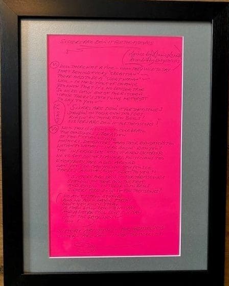 Bid on Annie Lennox's handwritten lyrics for the Eurythmics hit "Sister ...